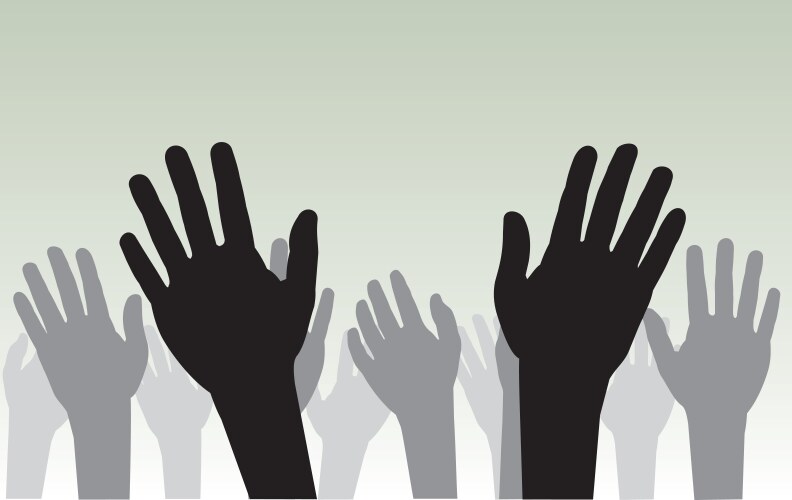 People raised hands student raising flat Vector Image