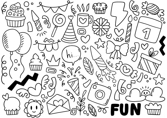 Hand drawn party doodle happy birthday Royalty Free Vector