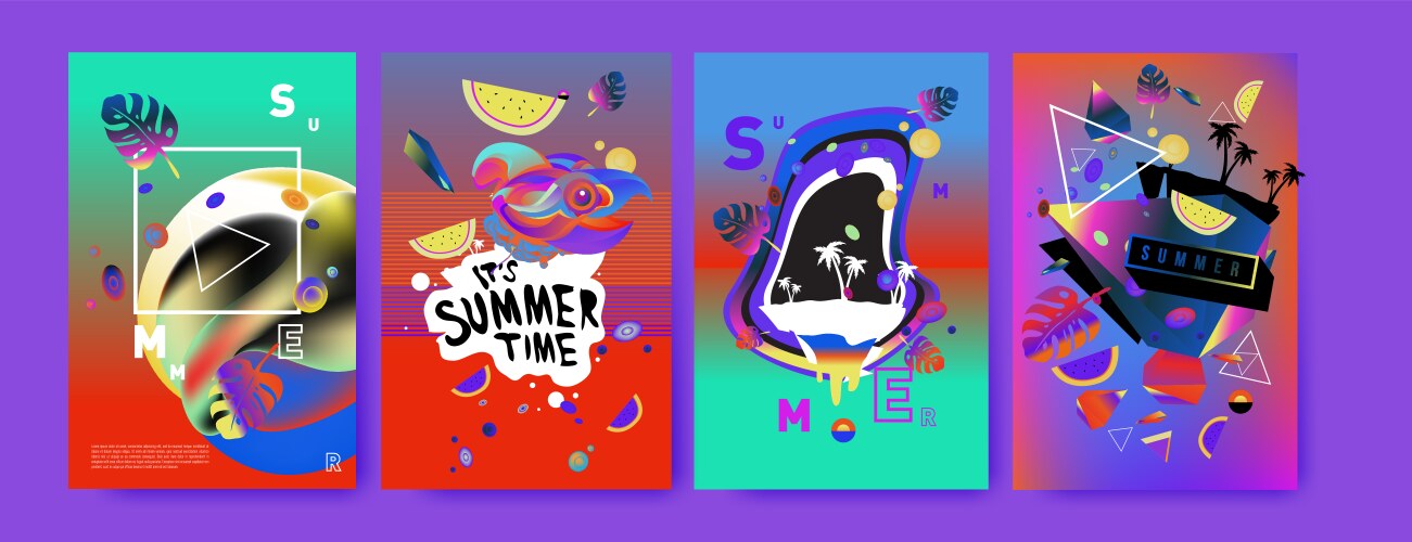 Colorful summer poster set tropical design Vector Image