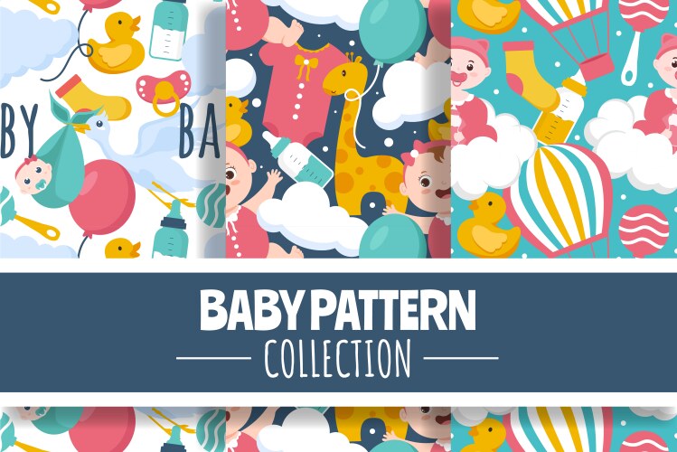 Baby seamless pattern design a set of simple Vector Image