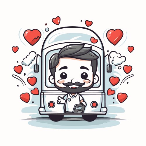 Cute school bus with eyes and mouth cartoon Vector Image