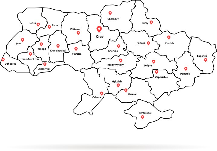 Map of ukraine Royalty Free Vector Image - VectorStock