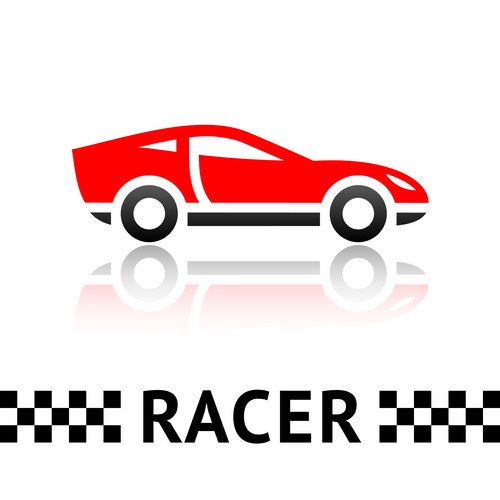 Kart racing sign young race car driver Royalty Free Vector