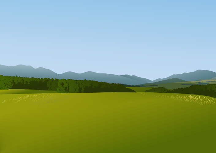 Rural landscape with mountains hills fields Vector Image