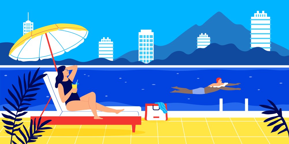 Horizontal with swimmers in swimming Royalty Free Vector
