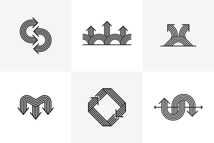 Arrow original logos set isolated pictogram Vector Image