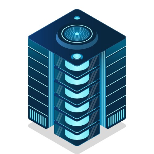 Isometric futuristic server database Royalty Free Vector