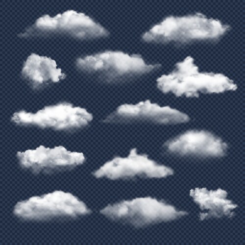 Realistic weather icons on transparent Royalty Free Vector