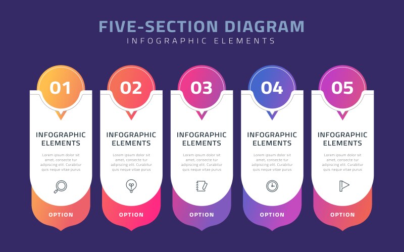 Five section infographic diagram Royalty Free Vector Image