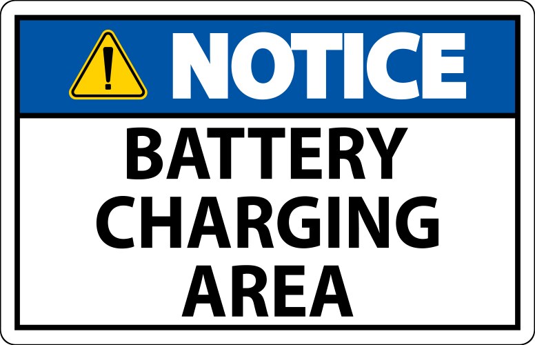 Warning sign battery charging area on white Vector Image