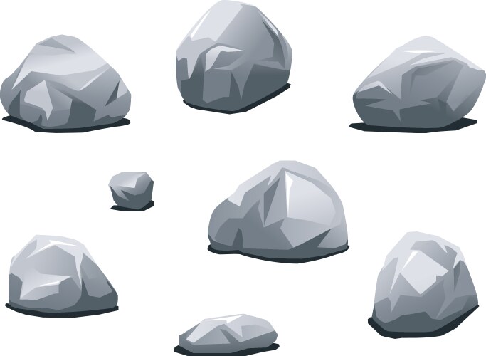 Natural stone rocks massive and small boulders Vector Image