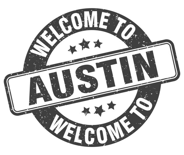 Welcome to austin stamp round sign Royalty Free Vector Image