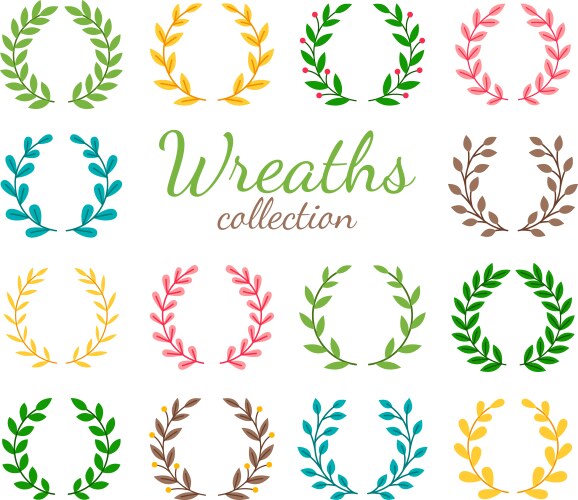 Laurel leaf golden frames isolated wreath Vector Image