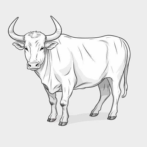 Bullock hand-drawn doodle style cartoon Royalty Free Vector