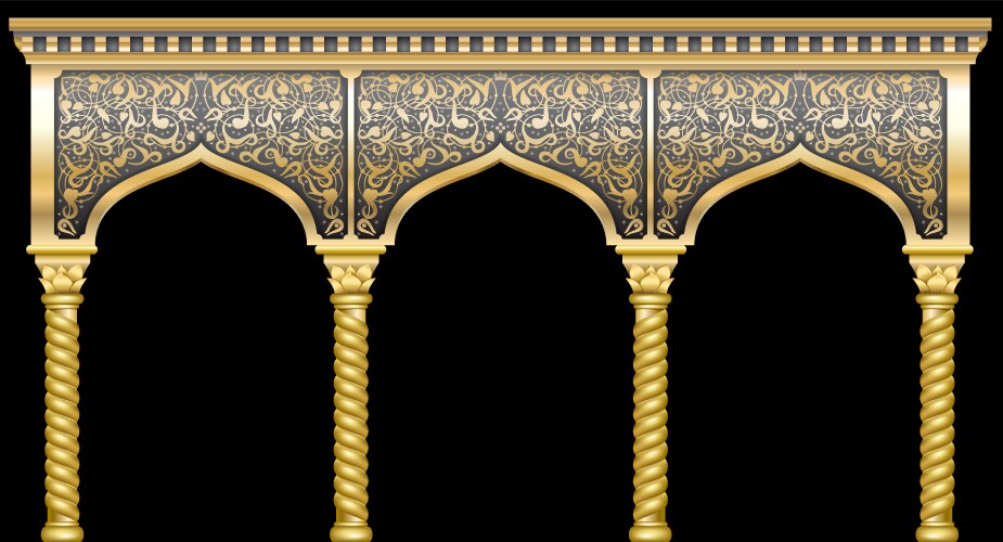 Indian ornamented arch color gold Royalty Free Vector Image