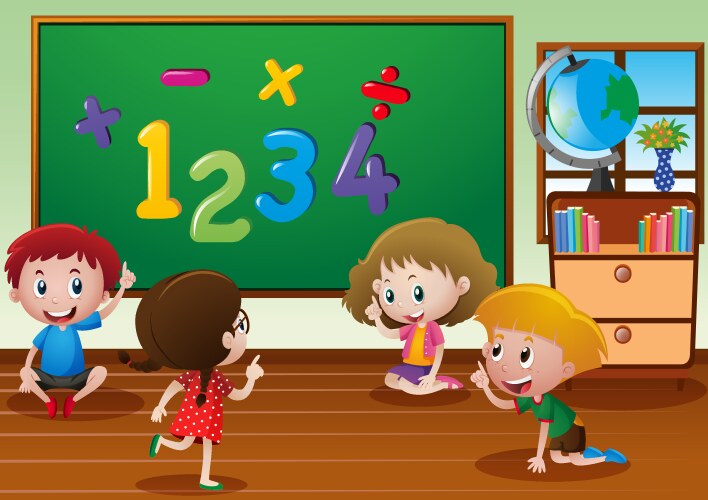 Kids having math lesson Royalty Free Vector Image