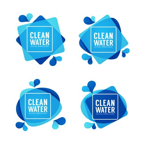 Natural spring water logo labels and stickers Vector Image