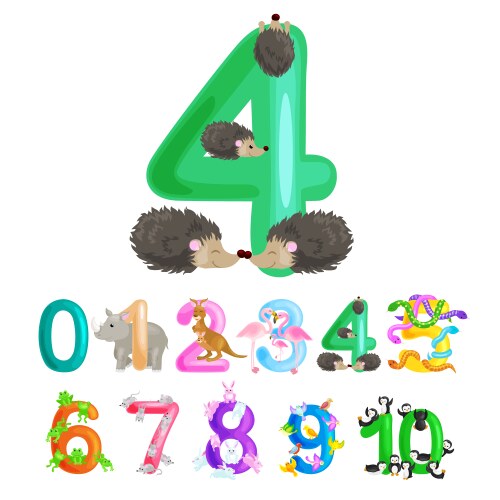 Ordinal number 4 for teaching children counting Vector Image