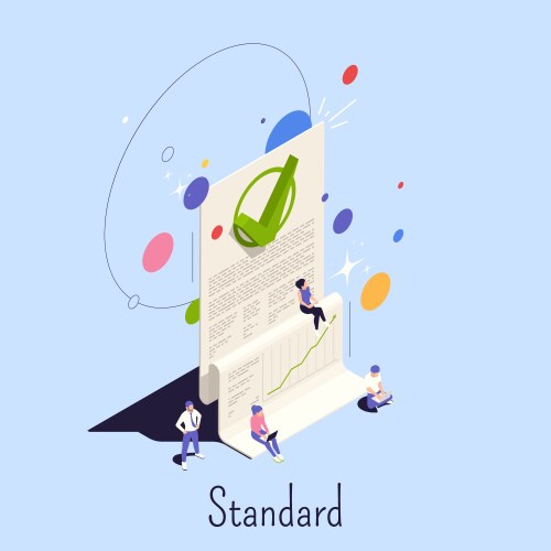 Quality control isometric background Royalty Free Vector