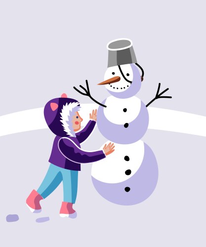 Kids playing in snow clipart Vector Images & Graphics for Commercial ...