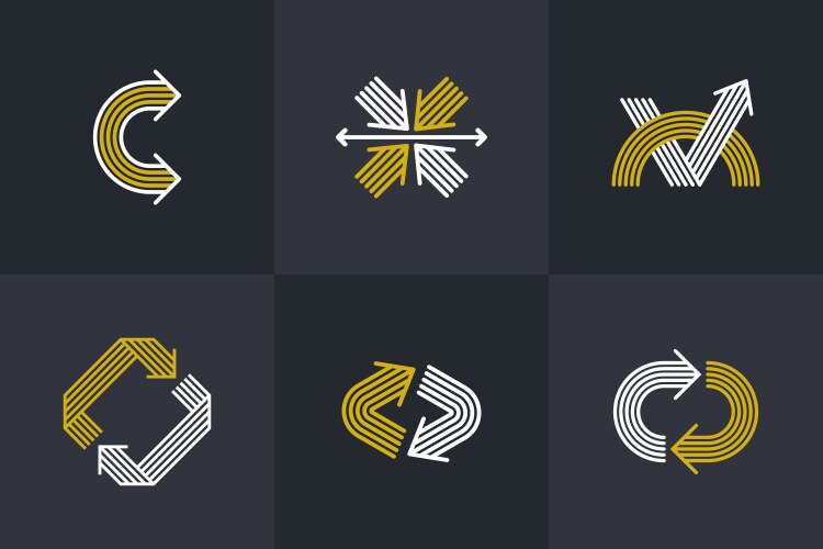 Arrow original logos set isolated pictogram Vector Image