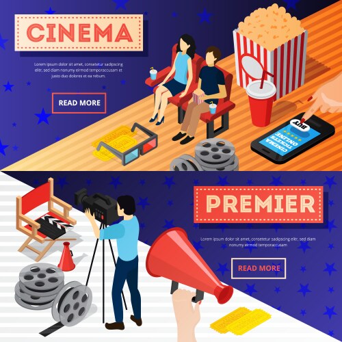 Cinema realistic banner Royalty Free Vector Image