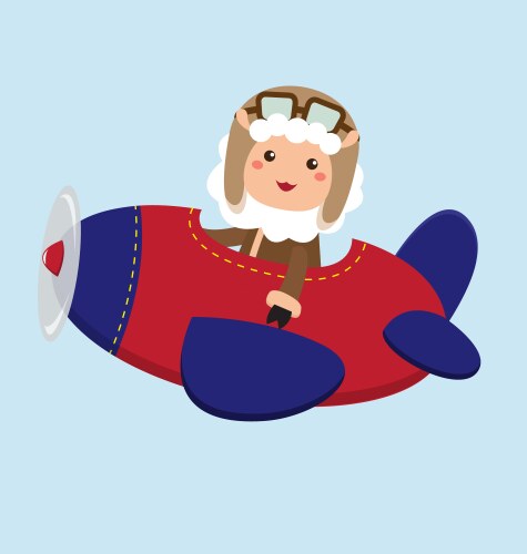 Cartoon bull is flying on a plane Royalty Free Vector Image