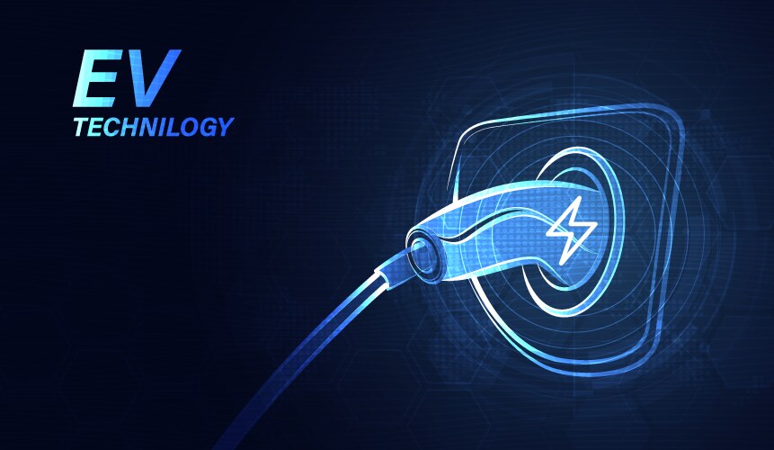 Ev electric car connect to charging station Vector Image