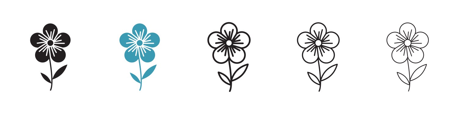 Flax flower icon set flaxseed seed linseed symbol Vector Image