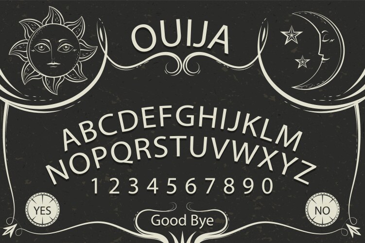 Ouija board with hands eyes Royalty Free Vector Image