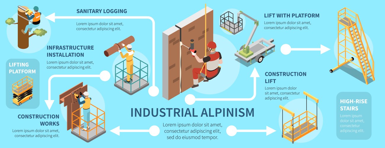 Isometric industrial city infographics with text Vector Image