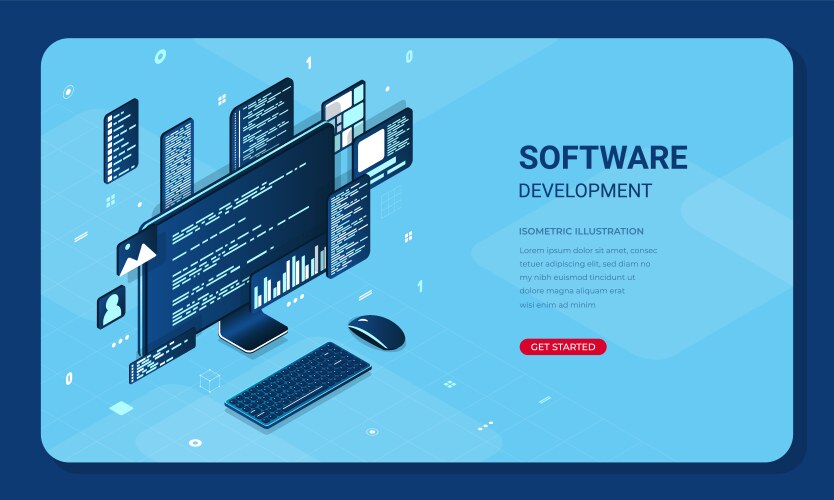 Software development banner Royalty Free Vector Image