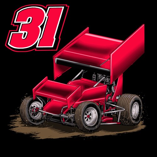 Red drag racing car with black strip Royalty Free Vector