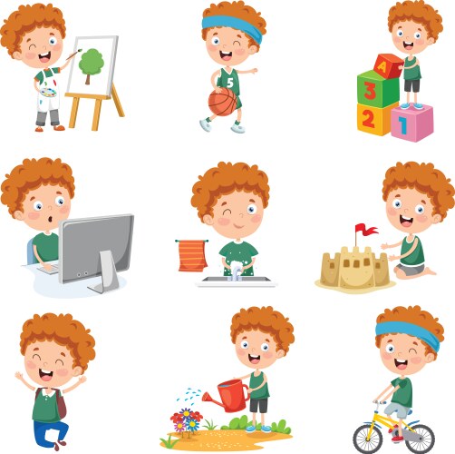 Kids daily routine activities Royalty Free Vector Image