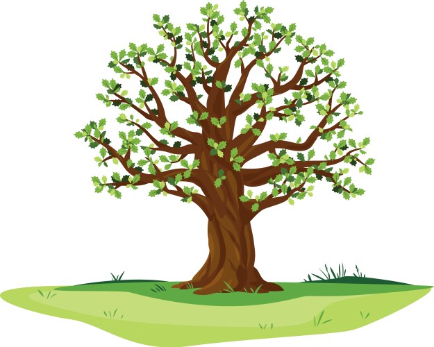 Decorative oak tree silhouette art Royalty Free Vector Image