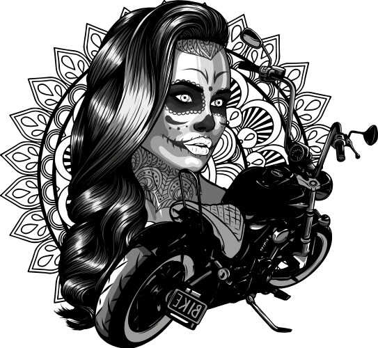 Skull riding a motorcycle ready for race Vector Image