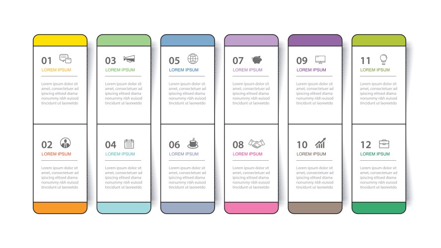 Startup infographics with 12 data template Vector Image