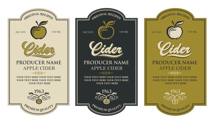 Labels for cider Royalty Free Vector Image - VectorStock