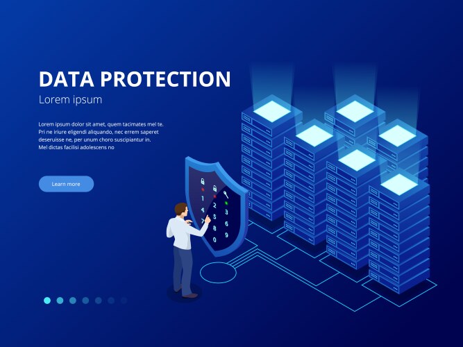 Isometric personal data protection web banner Vector Image