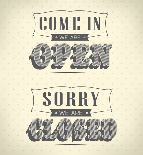 Retro wooden signs - open and closed Royalty Free Vector