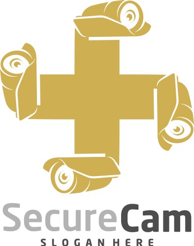 Cctv camera with check icon logo design template Vector Image