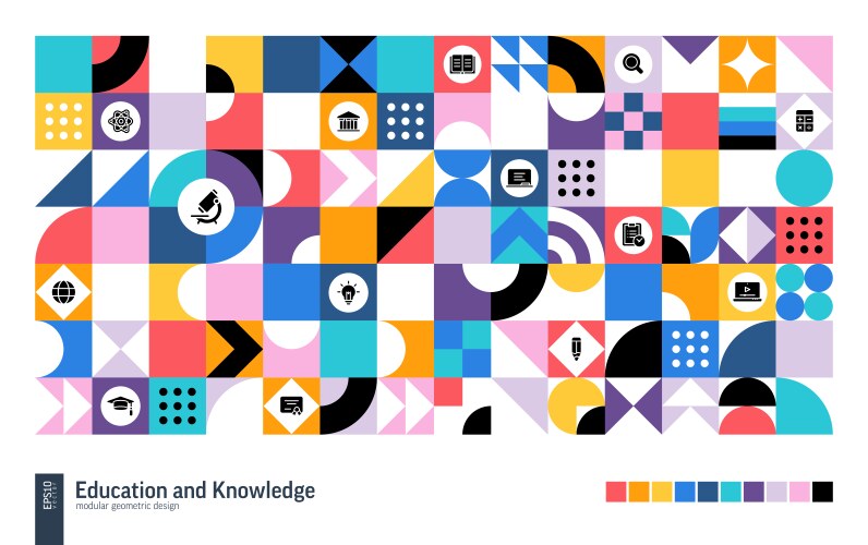 Abstract colorful geometric square border pattern Vector Image