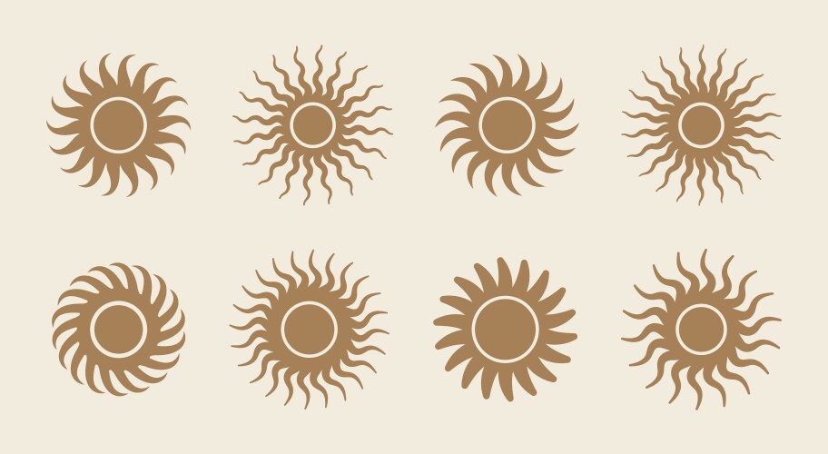 Sun decorative elements modern geometric Vector Image