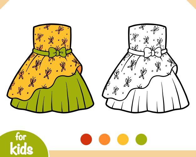 Coloring book dress with a flowers Royalty Free Vector Image