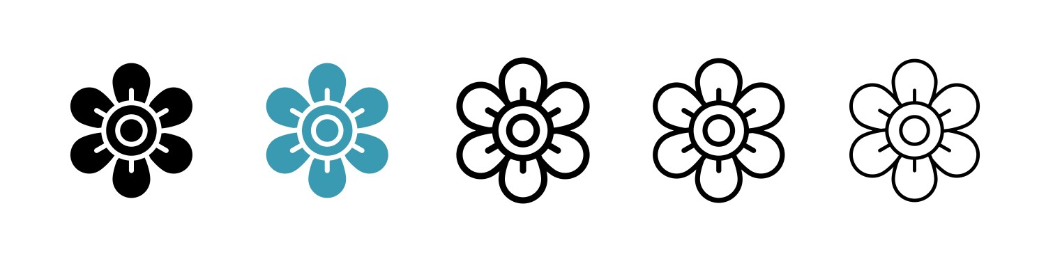 Bach flowers icon set bloom oil symbol Royalty Free Vector