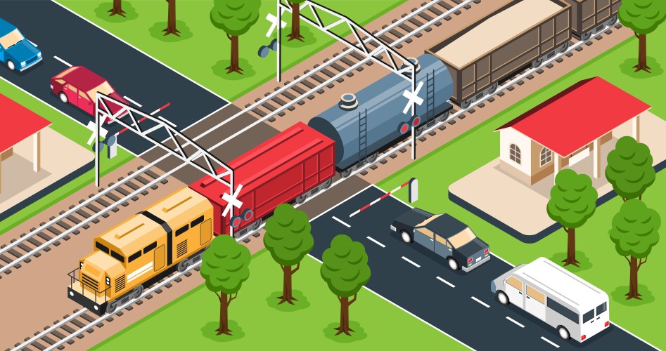 Isometric railway infographics Royalty Free Vector Image