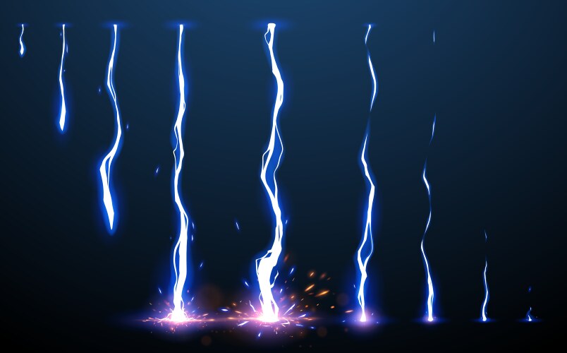 Lightning animation with sparks electricity Vector Image
