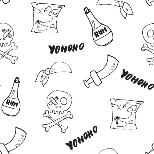 Pirate doodles seamless pattern cute items Vector Image