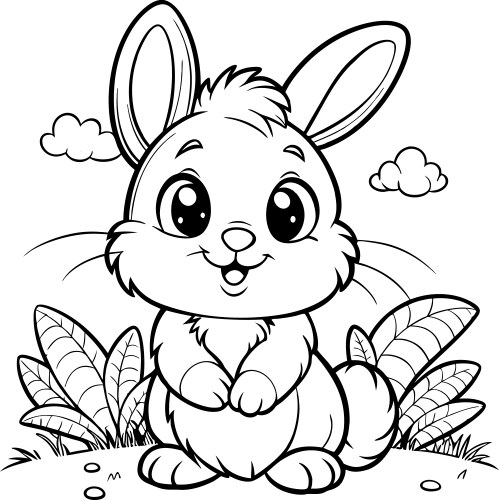 Cute bunny coloring page Royalty Free Vector Image