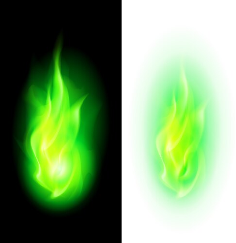 Realistic green fire flames poster abstract Vector Image
